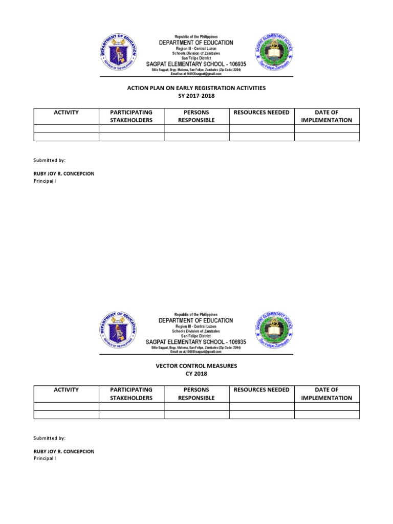 Action Plan On Early Registration Activities | PDF