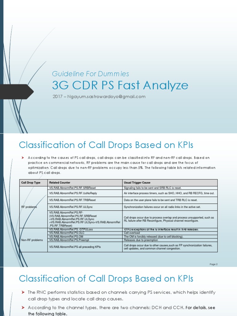 Guideline For Dummies 3G - CDR PS Fast Analyze | PDF | High Speed ...