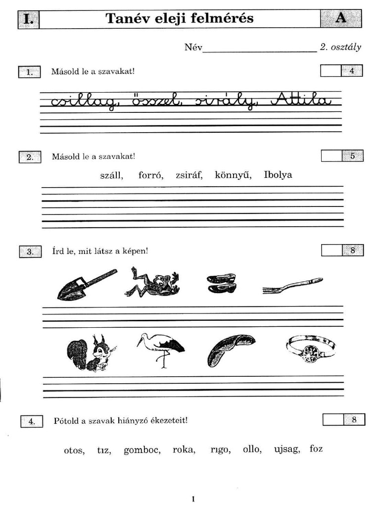 Apáczai Nyelvtan Felmérők 2.oszt | PDF