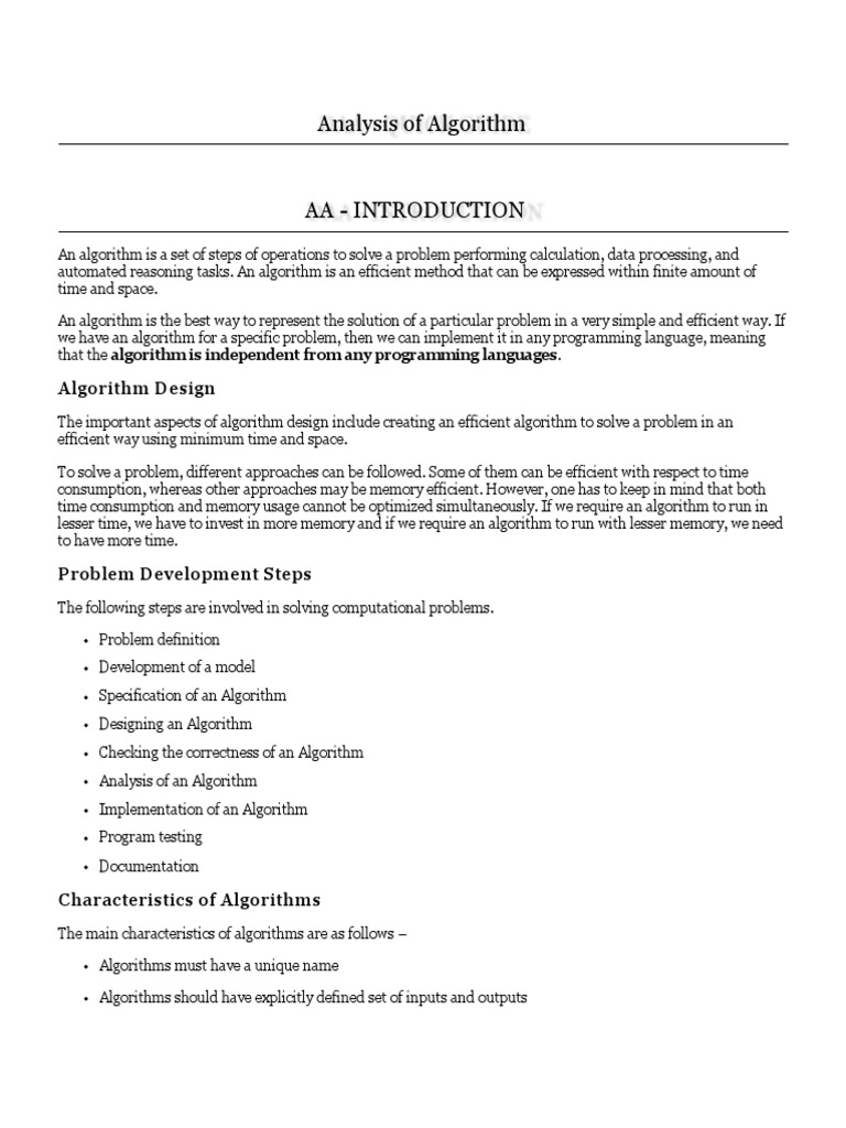 Analysis of Algorithms | Download Free PDF | Computational Complexity Theory | Algorithms