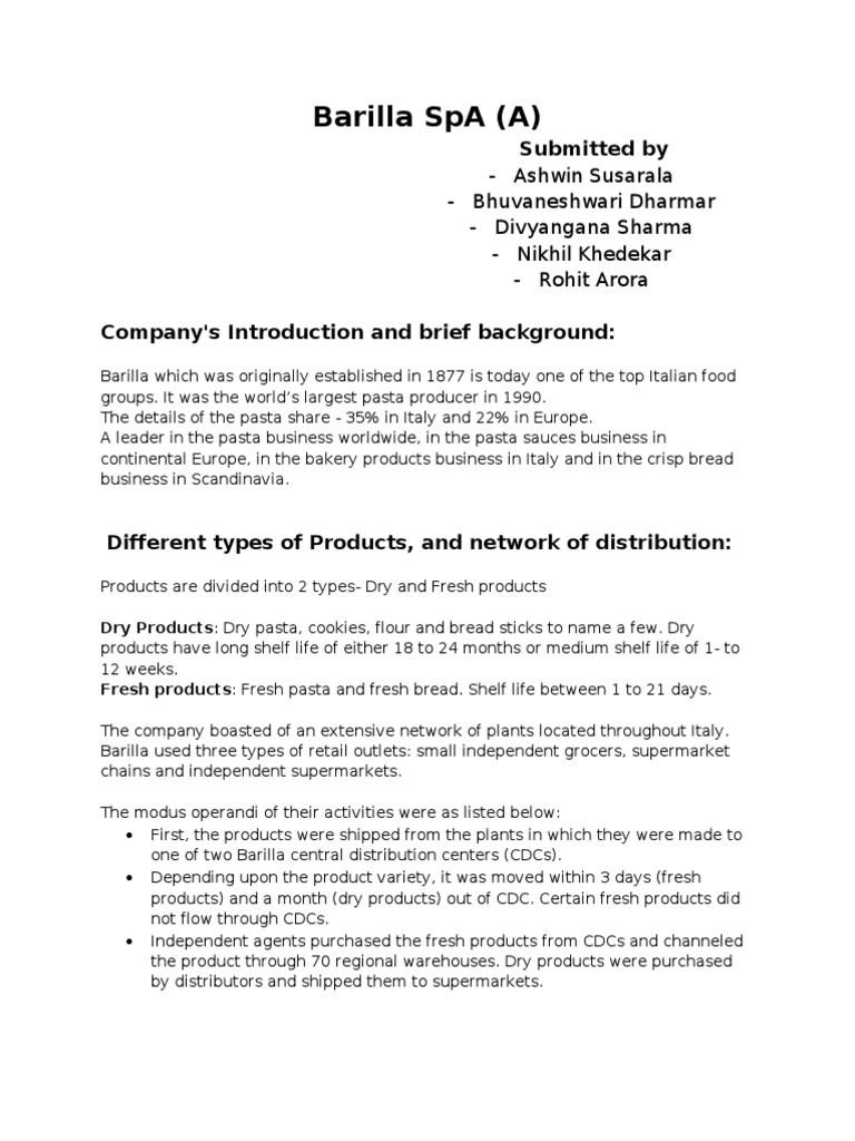 H2 Group6 Barilla Case Study | PDF | Logistics | Business Process Management
