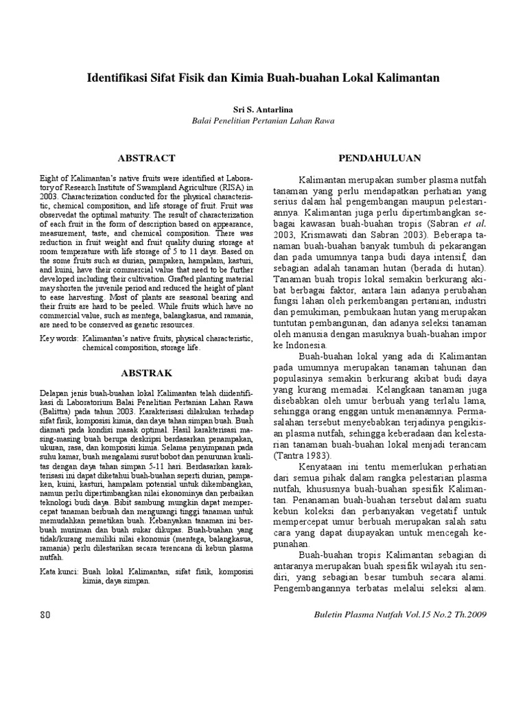 Kalimantan Native Fruits: Physical and Chemical Traits | PDF