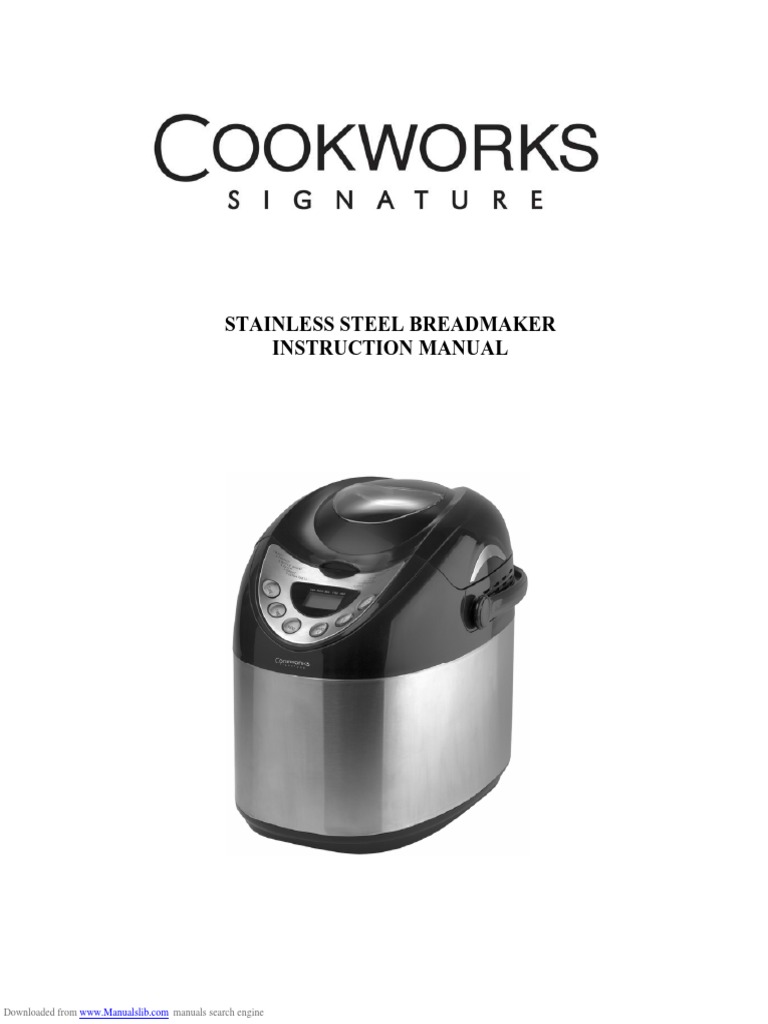 Stainless Steel Breadmaker Instruction Manual: Downloaded From Manuals Search Engine | PDF ...