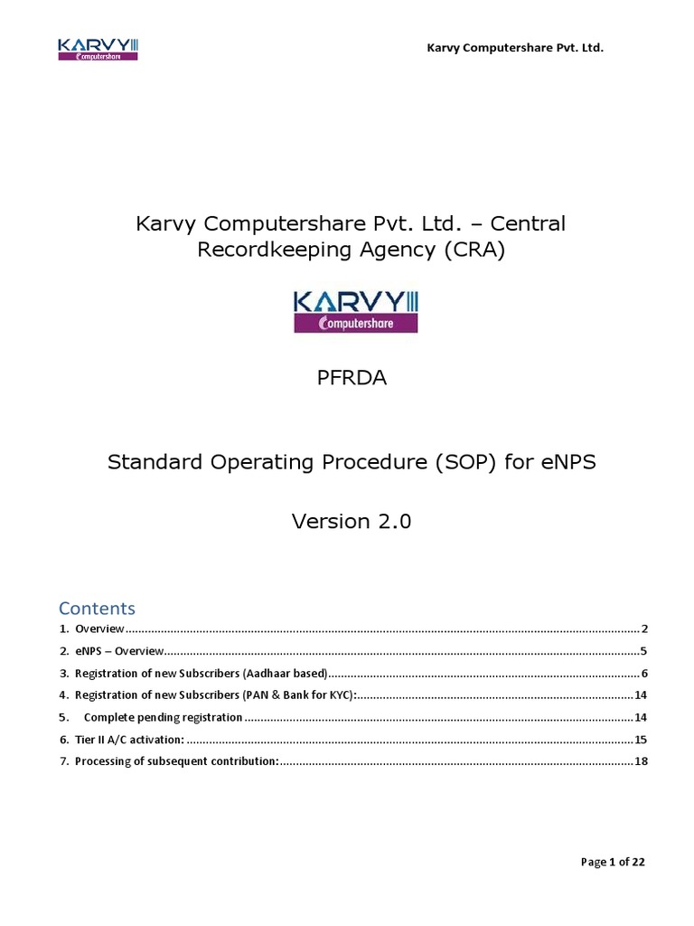 Standard Operating Procedure (SOP) For eNPS | PDF | Financial Services ...