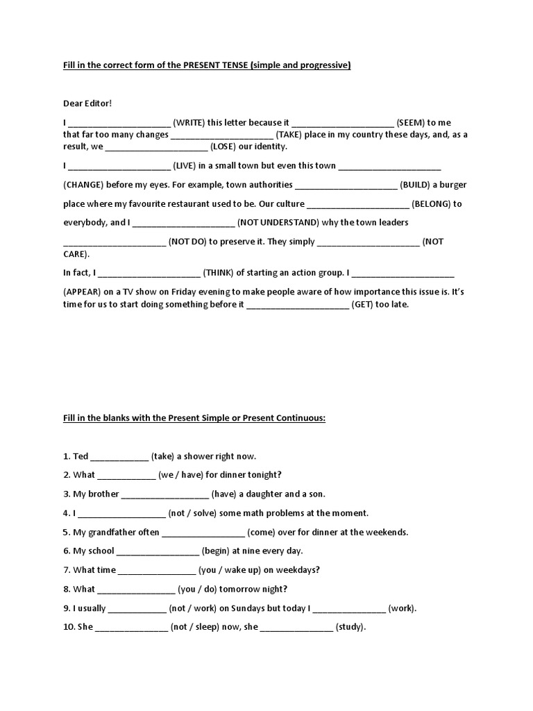 Pres Simple Vs Pres Cont | PDF | Career & Growth | Self-Improvement