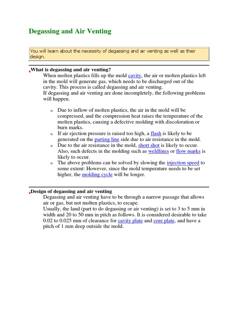 Degassing and Air Venting | PDF