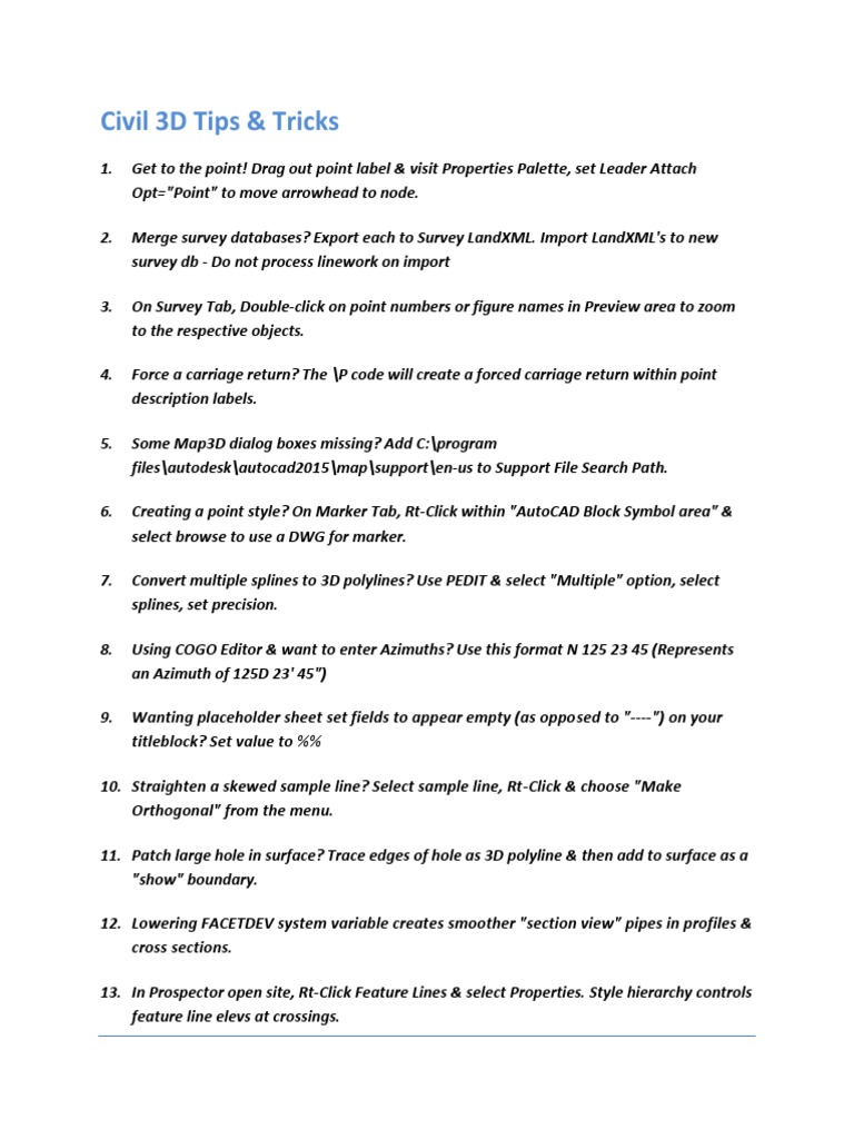 Civil 3D Tips & Tricks | PDF | System Software | Computing