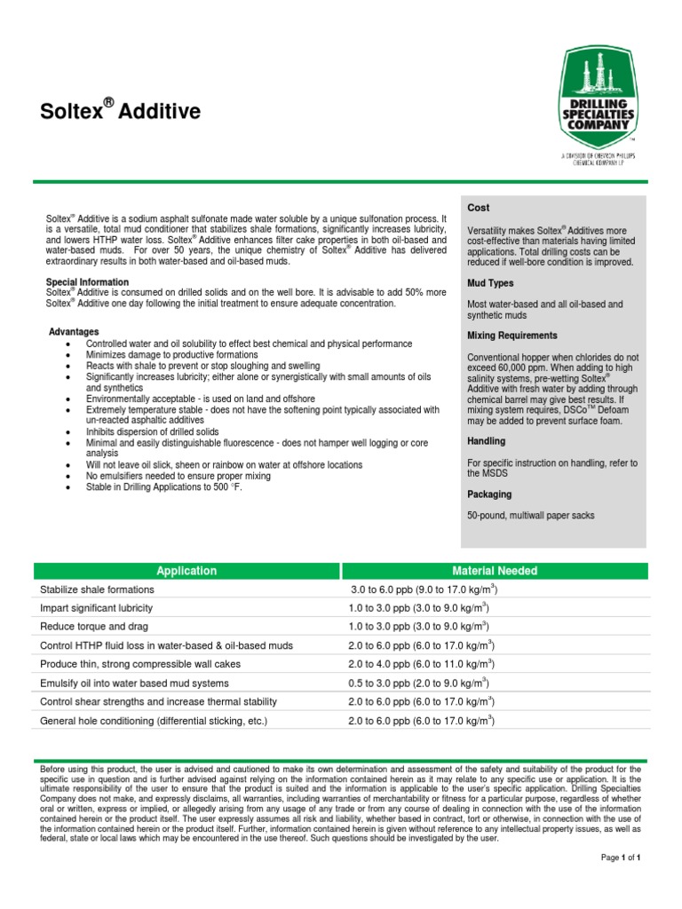 Soltex Additive PDF | Chemical Substances | Chemistry
