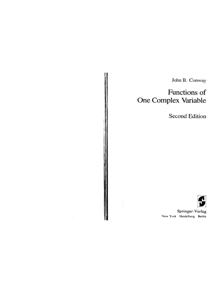 Functions of One Complex Variable - Conway PDF | PDF