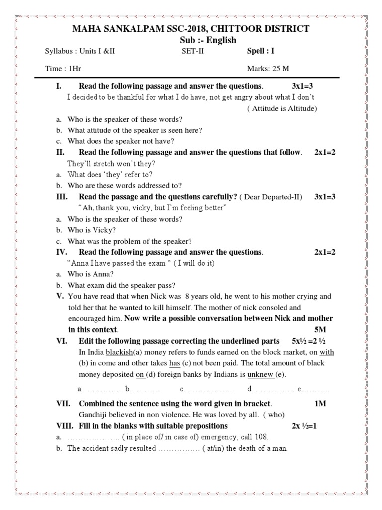 Maha Sankalpam Eng Set II SSC | PDF