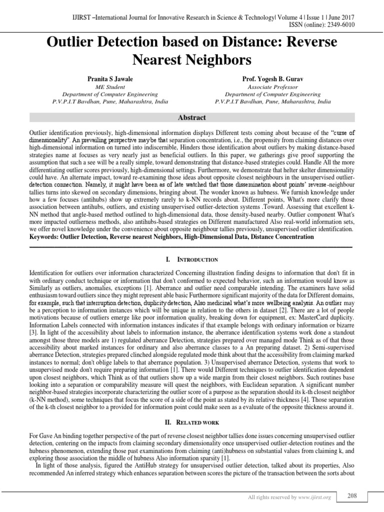 Outlier Detection Based On Distance Concentration Reverse Nearest Neighbors Approach Pdf
