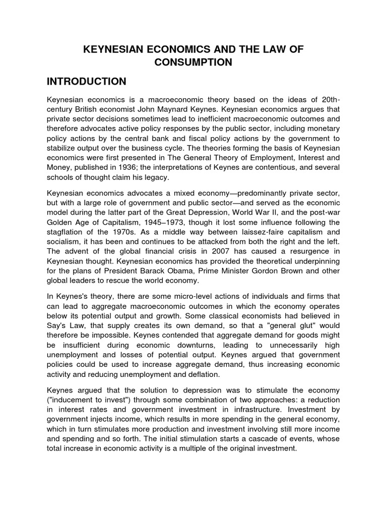 Keynes Law of Consumption | PDF | Keynesian Economics | Macroeconomics