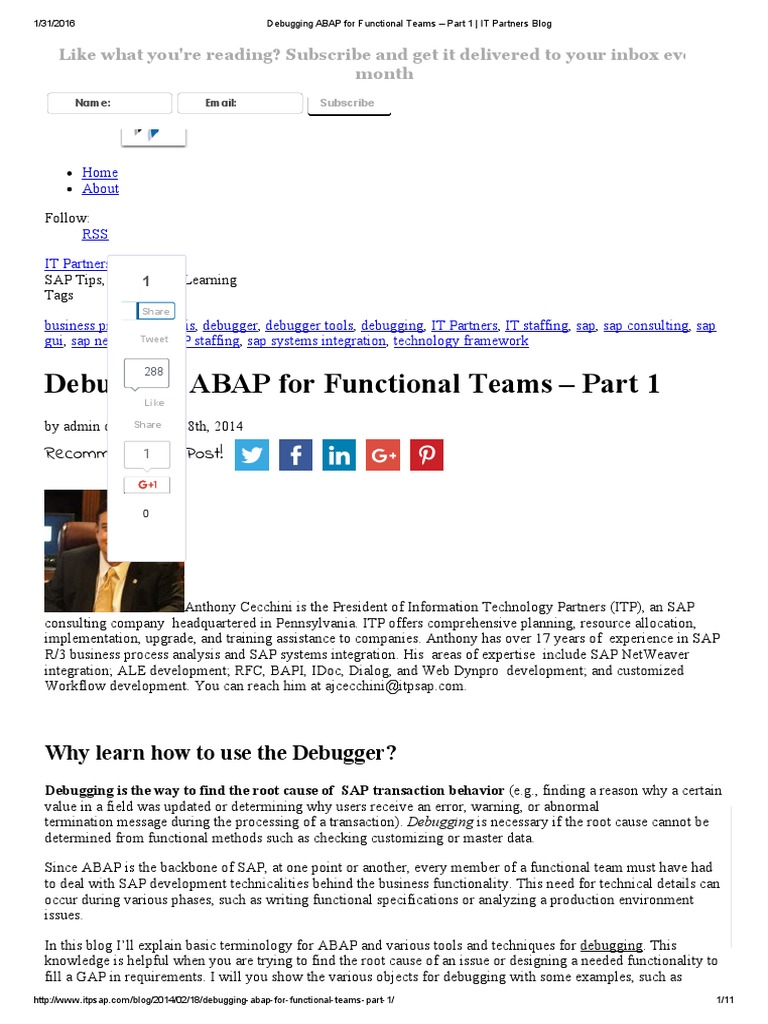 Debugging ABAP For Functional Teams - Part 1 - IT Partners Blog | PDF | Databases | Information ...