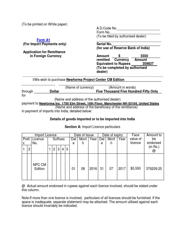 Form A1: Newforma Inc. 1750 Elm Street, 10th Floor, Manchester NH 03104 ...
