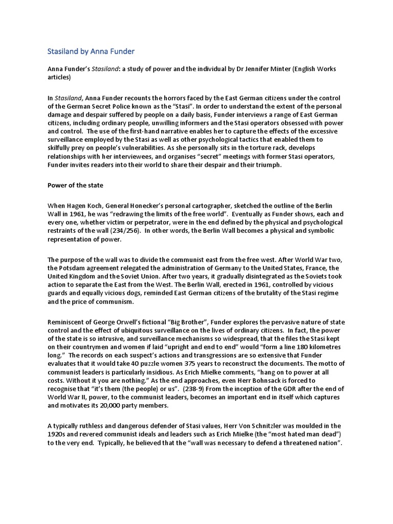 Stasiland Resource - DR Minter | Download Free PDF | Stasi | Torture