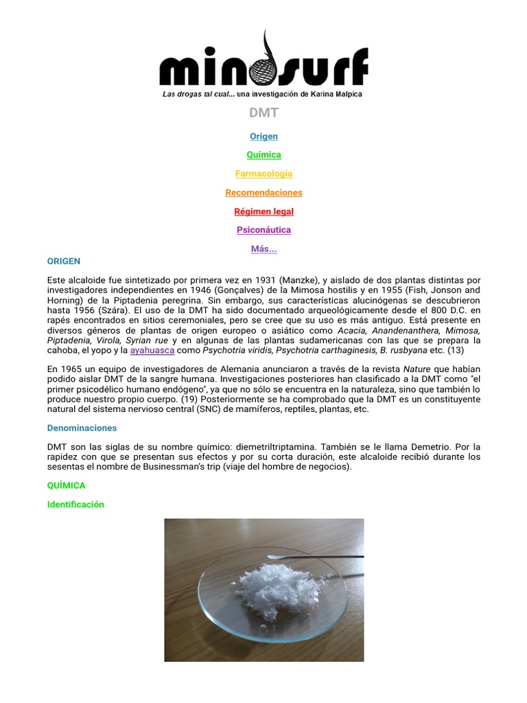 DMT - Dimetiltriptamina | PDF | Sicología | Science