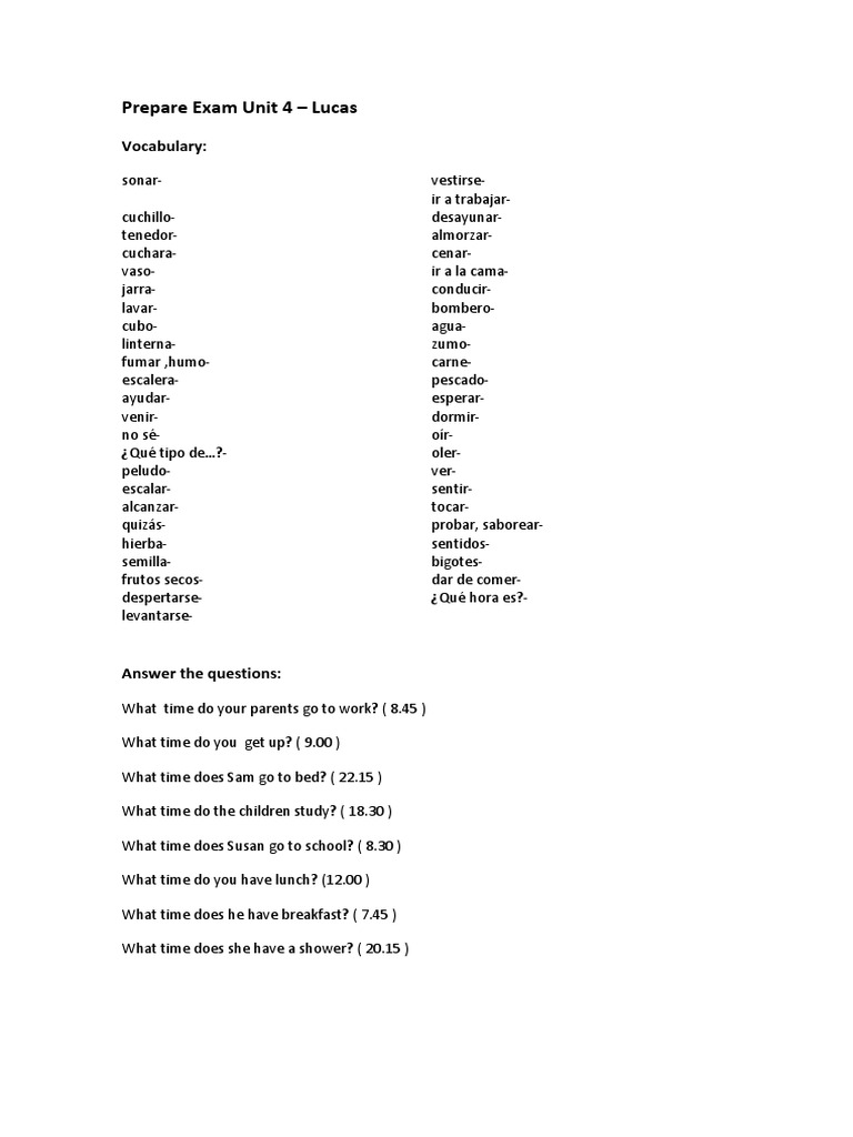 Prepare Exam Unit 4 - Monjas - 2017 | PDF