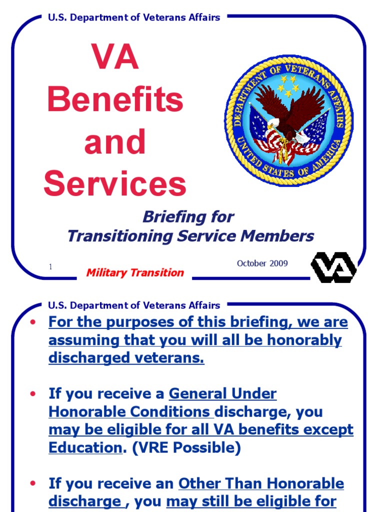 VA Benefits and Services: Briefing For Transitioning Service Members ...