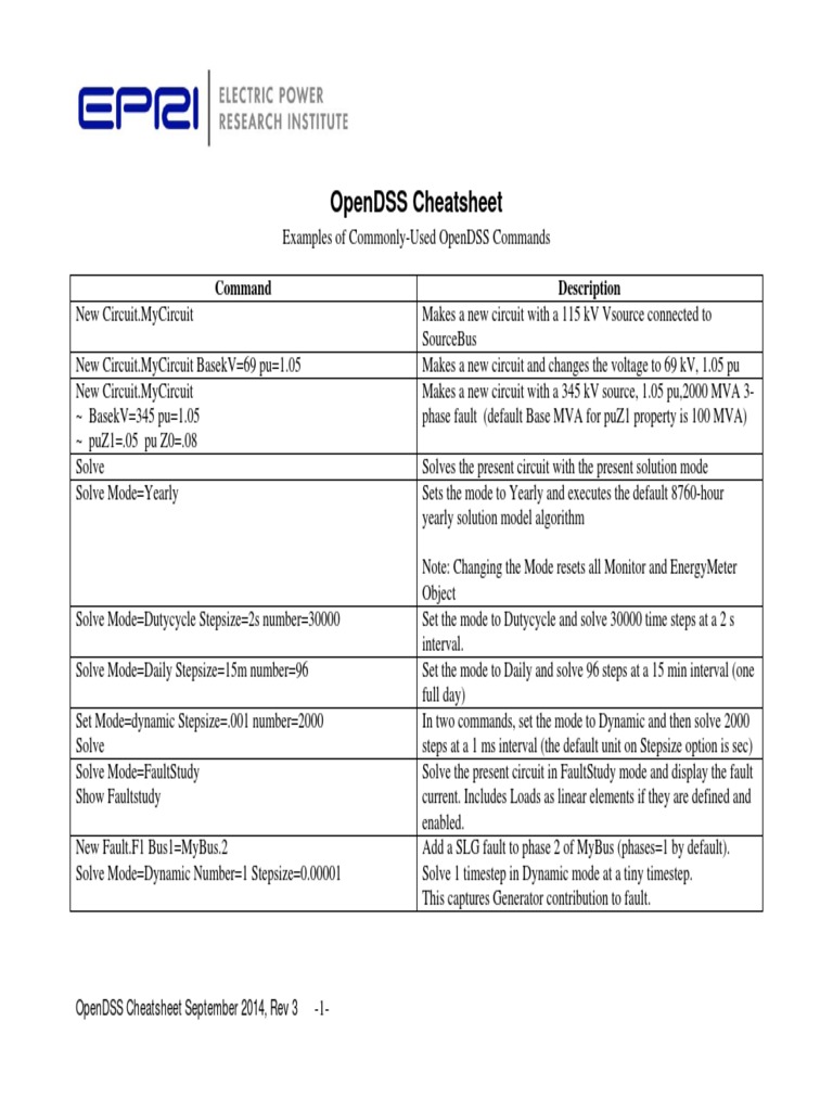 OpenDSS Cheatsheet PDF | PDF | Component Object Model | Visual Basic For Applications