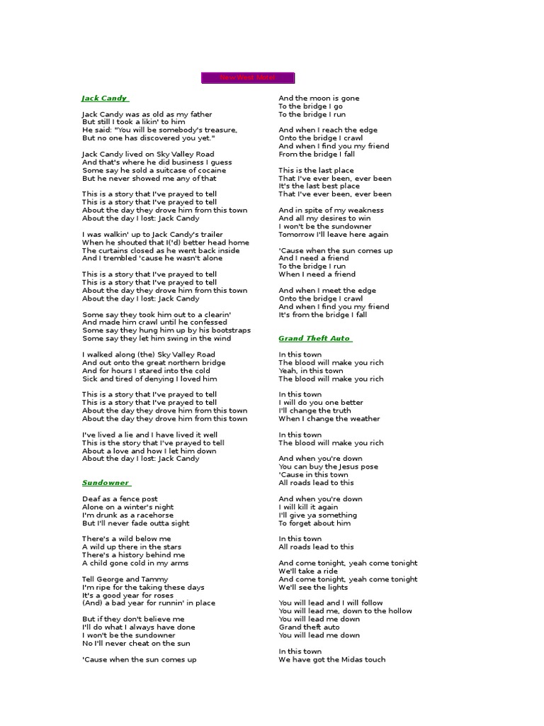 Walkabouts Lyrics | PDF | Nature | Leisure