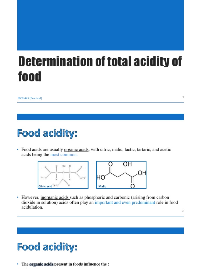 Determination of Total Acidity in Foods: Methods for Measuring the ...