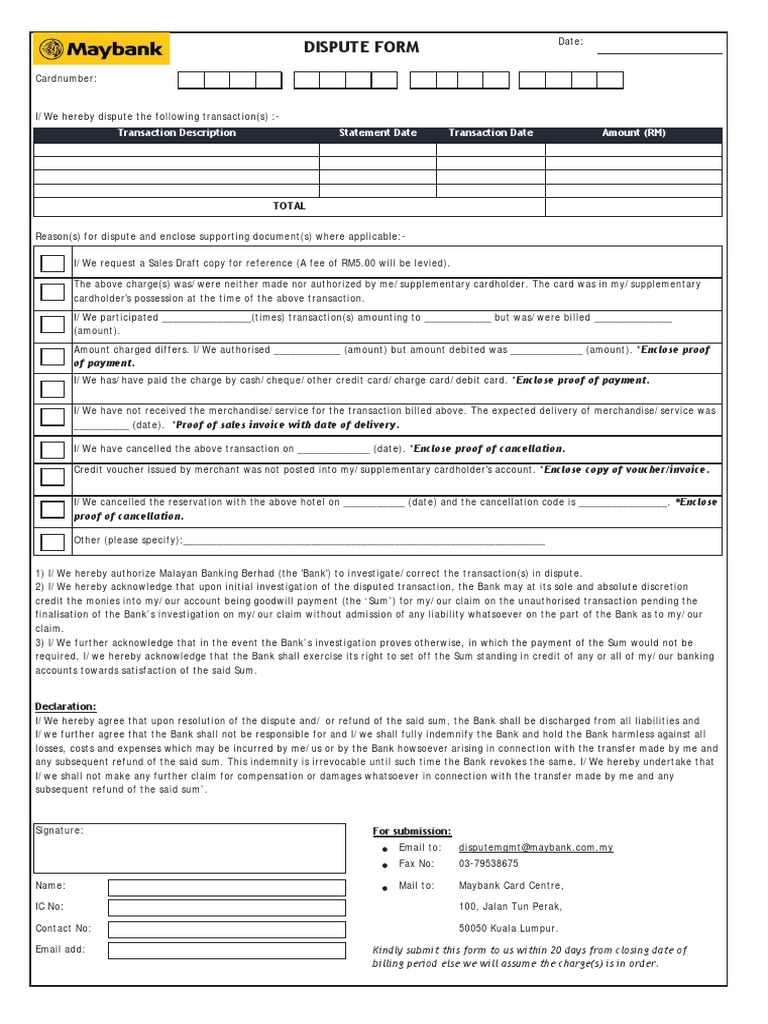 DisputeForm PDF | PDF | Financial Transaction | Debit Card