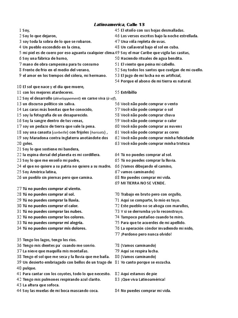 Ficha Alumno Calle 13 Latinoamerica | Descargar gratis PDF | Science ...