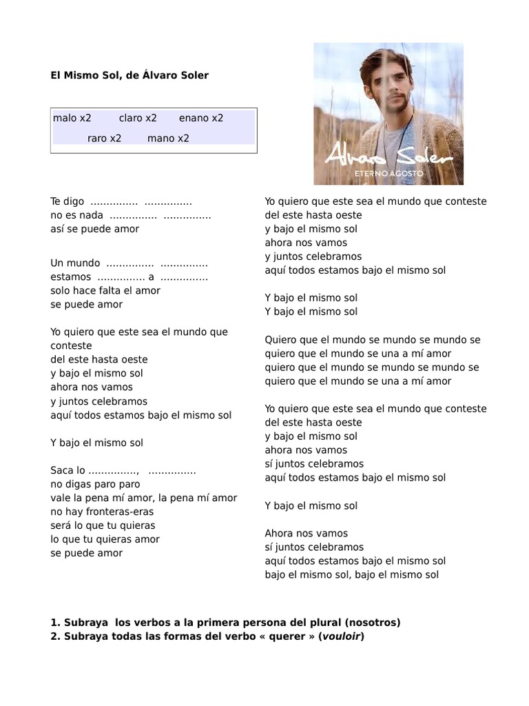 Alvaro Soler - Mismo Sol | PDF | Poesía