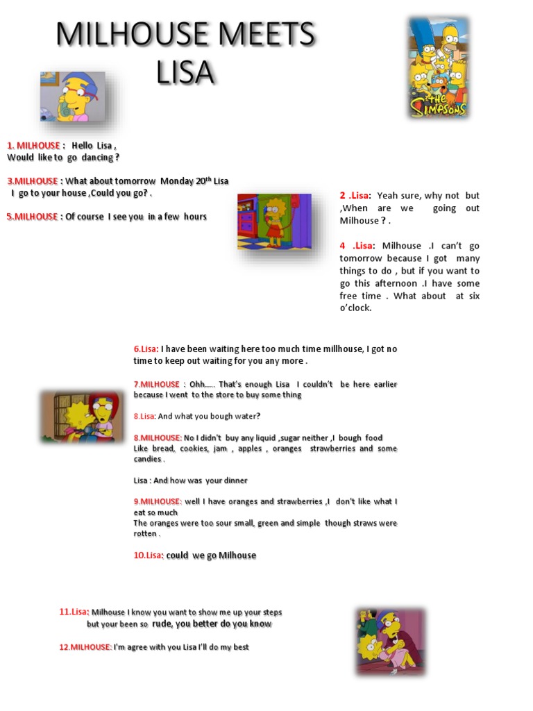Milhouse and Lisa's Dance Plans | PDF | Nature | Foods