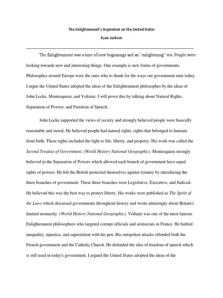 History Enlightenment Paper | PDF | Age Of Enlightenment | Natural And ...