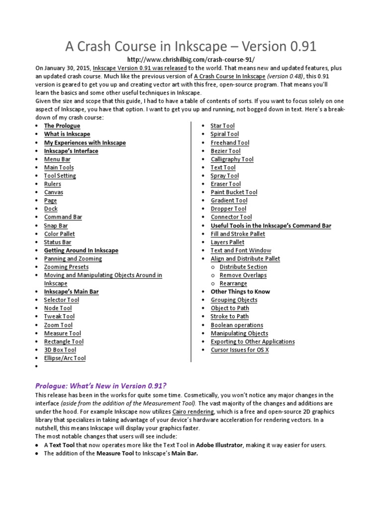 Inkscape 0.91 Crash Course Guide | PDF | Adobe Illustrator | Adobe ...