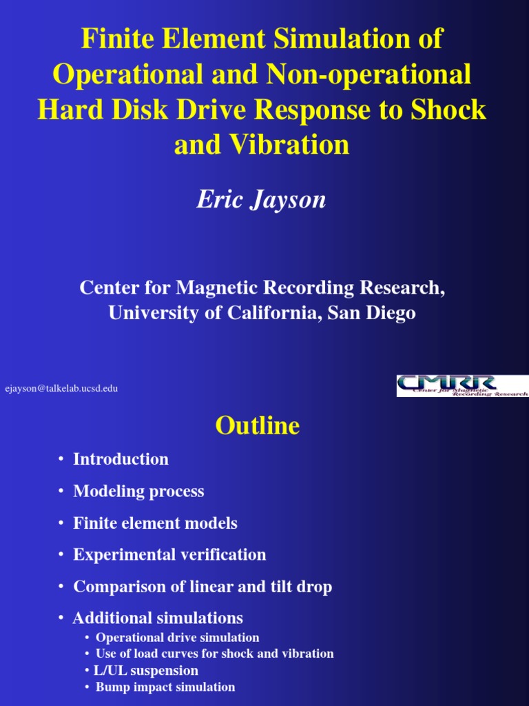 Finite Element Simulation of Operational and Non-Operational Hard Disk ...