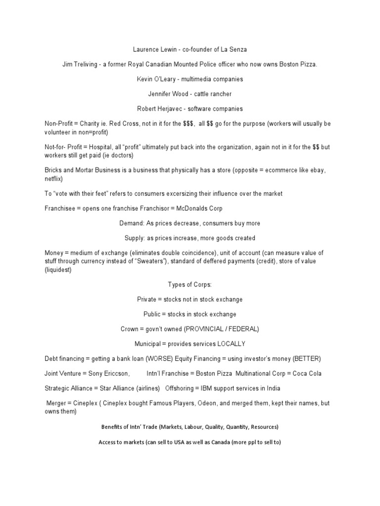 Grade 10 Introduction To Business Exam Notes / Study Guide BBI201 | PDF ...