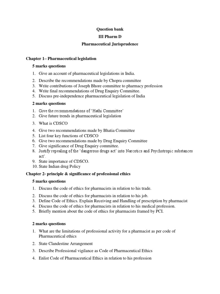 Pharmaceutical Jurisprudence Pharm D III | PDF | Patent | Pharmacy