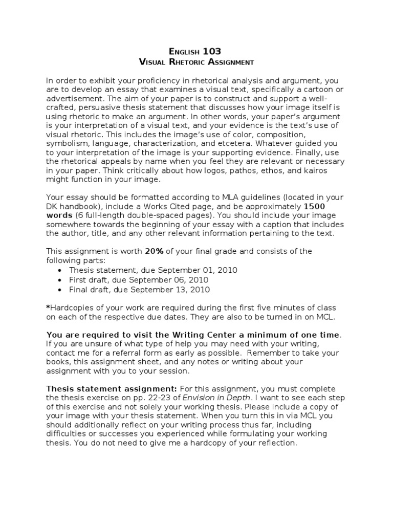 Visual Rhetoric Assignment | Rhetoric | Essays