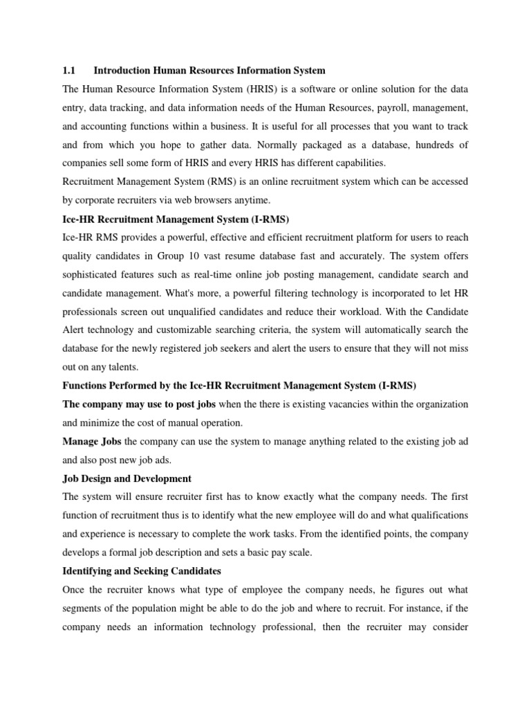 Group No 10 HRIS Assignment | PDF | Recruitment | User (Computing)