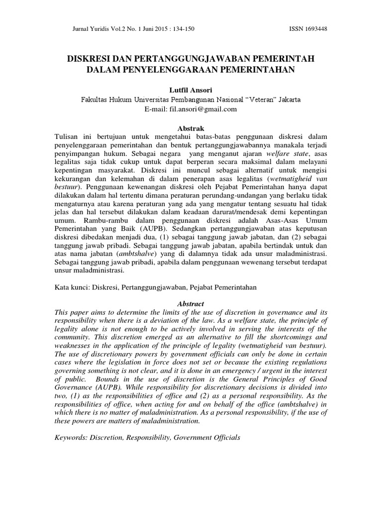Diskresi Dan Pertanggungjawaban Pemerint | PDF