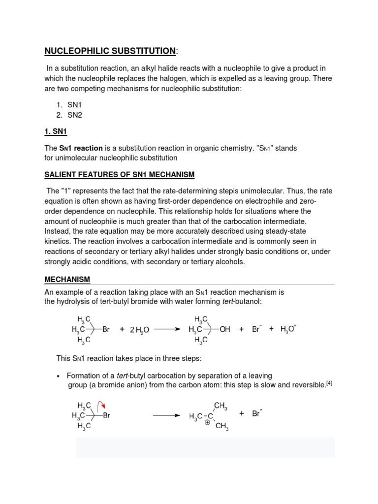 Nucleophilic Substitution Reactions (SN1, SN2) AND Elimination ...
