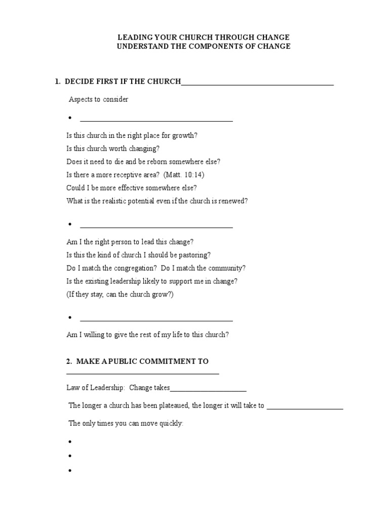 Leading Your Church Through Change | PDF | Business | Religion And Belief