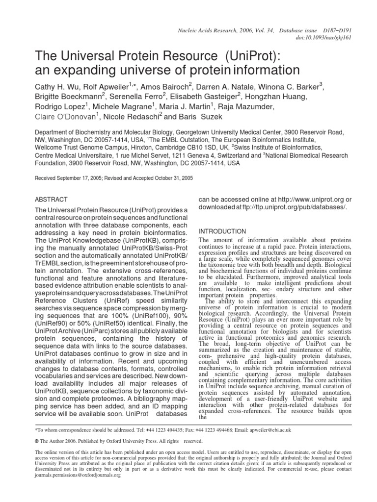 The Universal Protein Resource (Uniprot) : An Expanding Universe of ...