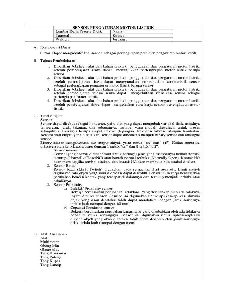 LKPD Psikomotorik Sensor | PDF