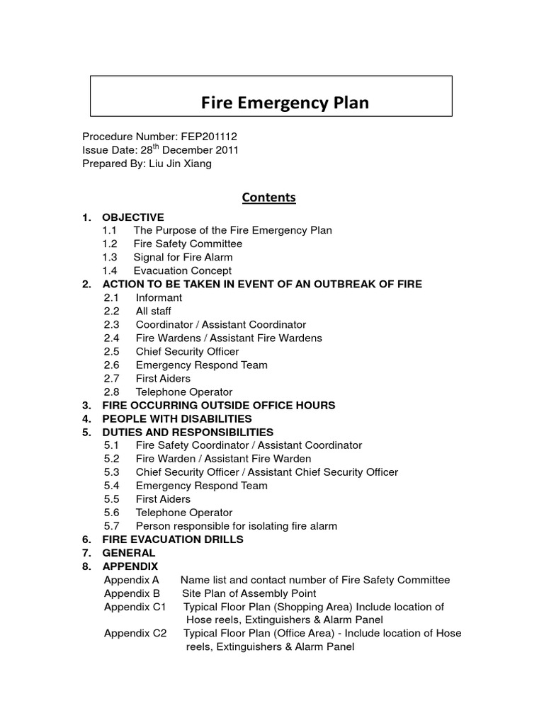FEP Fire Emergency Plan | Firefighting | Emergency Evacuation