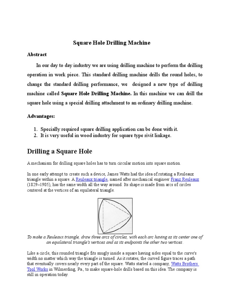 Square Hole Drilling Machine | PDF | Elementary Geometry | Geometry
