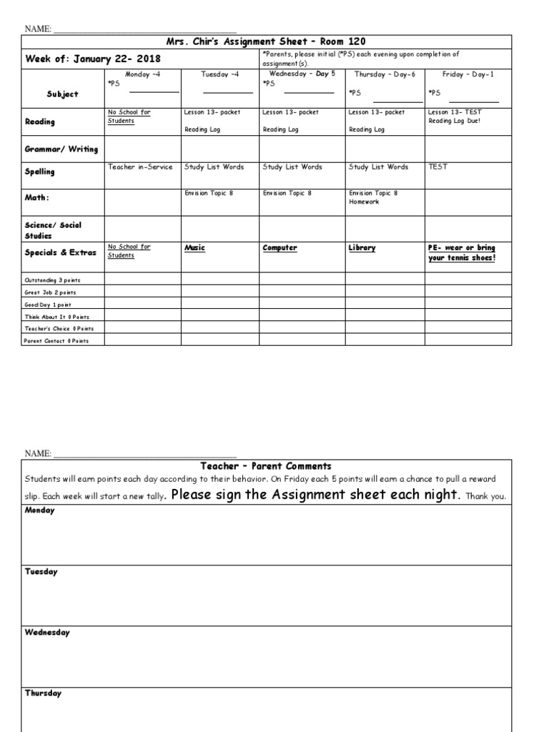 Assignment Sheet 1-22-18 | PDF