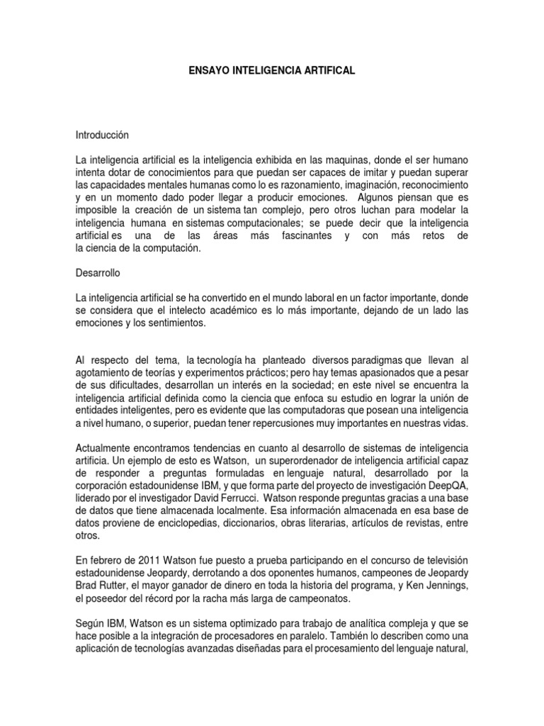 Impacto de la Inteligencia Artificial | PDF | Watson (computadora ...
