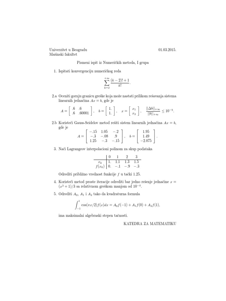 Numericke Metode Rokovi | PDF