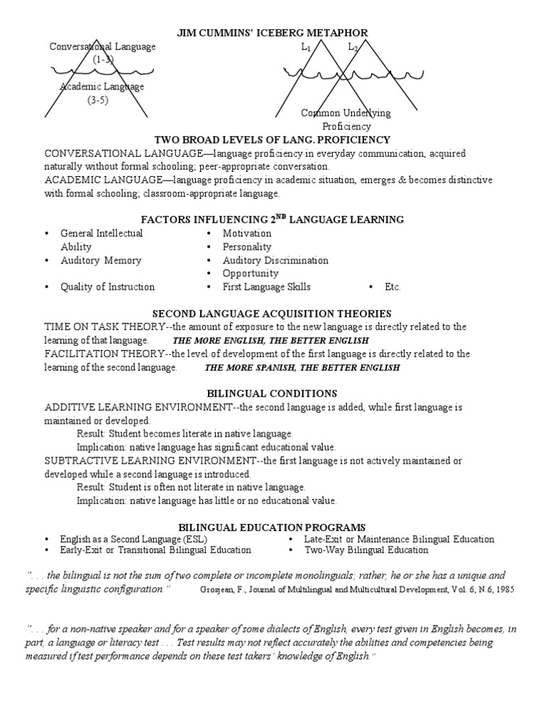 Jim Cummins' Iceberg Metaphor | PDF | First Language | Multilingualism