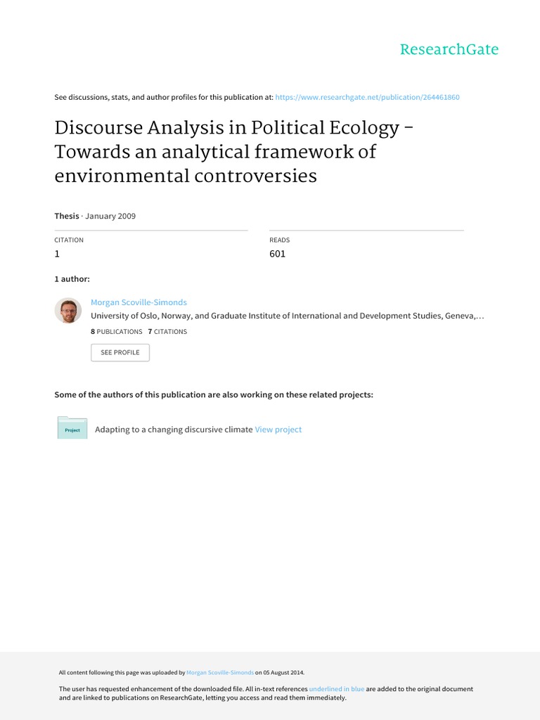 ScovilleMorgan DiscoursePoliticalEcology Oslo 2009 | PDF | Discourse ...