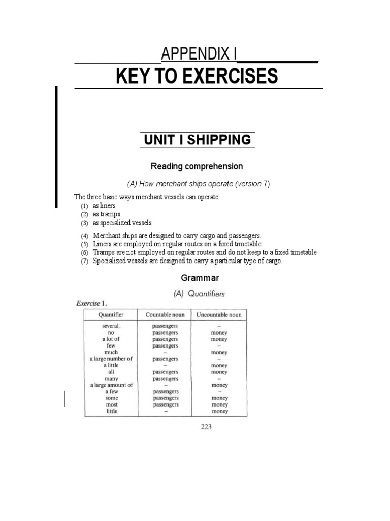 Key To Exercises: Appendix I | PDF