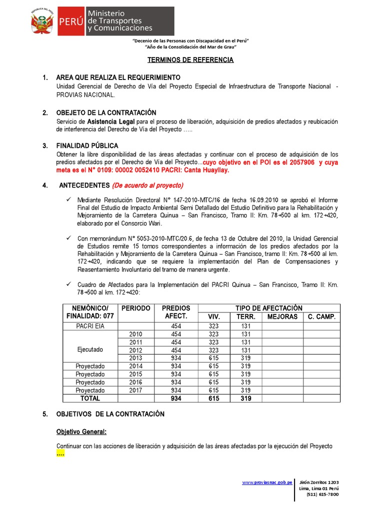 Formato Oficial TDR - 2016 | PDF | Impresora (Computación) | Lima